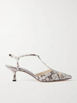 Manolo Blahnik Turgimod 50 Slingback-pumps Aus Elapheleder Mit Cut-outs - Neutral