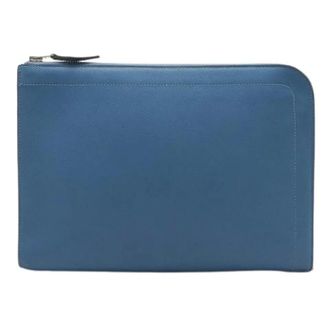 Herm&egrave;s unisex, Pre-owned, Bleu, Taille: ONE Size Sacoche daffaires Pre-owned en cuir Evercolor