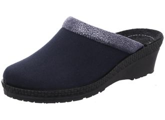 Rohde Damen Pantoffel Hausschuh gepolstert Keilabsatz Neustadt-50 2459, Größe:41 EU, Farbe:Blau
