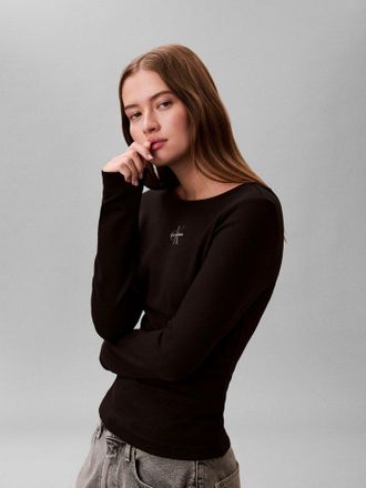 Calvin Klein Jeans Langarmshirt Figurbetonte Passform mit Rundhalsausschnitt