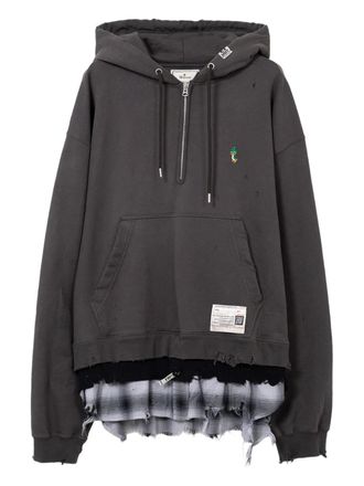 Miharayasuhiro hoodie style superpositions à effet usé - Noir