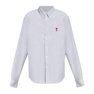 Ami Gestreiftes Hemd - - Shirts - Herren - Grau - M