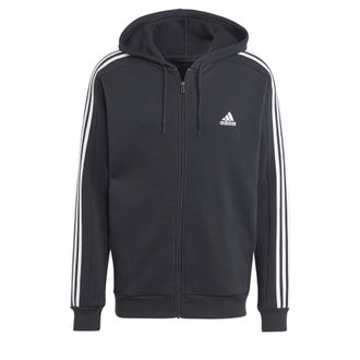 adidas Herren Essentials 3-Stripes Fleece Kapuzenpullover, Schwarz, 3XL