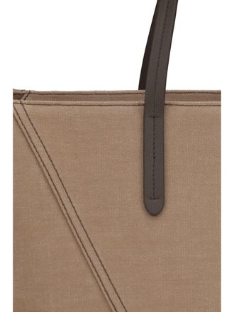 Brunello Cucinelli Womens Tote Bag Bc Canvas Camel Outer Cotton Shoulder