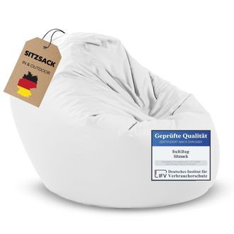 BuBiBag 2in1 Sitzsack Sitzkissen mit F&uuml;llung |X- Large &Oslash;: 130 cm, wei&szlig; | Indoor & Outdoor Beanbag | Geeignet f&uuml;r Kinder Innen- & Au&szlig;enbereich Kinderzimmer | W