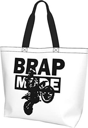 AOOEDM Brap Mode Moto Motocross Ladies Canvas Tote Sac &agrave; provisions r&eacute;utilisable