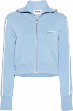 Autry Femme, Sweatshirts et sweats &agrave; capuche, Bleu, Taille: 44 FR Logo Cardigan