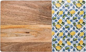 Widdop and Co Country Living Schneidebrett/Servierbrett aus Mangoholz, Zitronen-Design, lebensmittelechtes Geschenk und Haushaltswaren, 41 x 23 cm