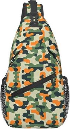 Generic Antivol Sacoche Tactique Art de camouflage militaire vert Sac &agrave; Bandouli&egrave;re Polyester Sac &agrave; Poitrine pour Camping &eacute;cole Randonn&eacute;e
