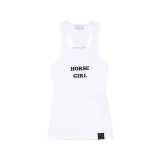 Stella McCartney Geripptes- &auml;rmelloses Top mit U-Boot-Ausschnitt - - Tops - Damen - Wei&szlig; - XS