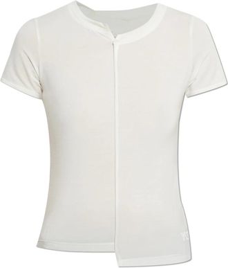 Yohji Yamamoto Femme, Tops, Beige, Taille: 34 FR T-Shirt Avec Logo Imprim&eacute;
