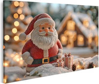Islandburner Bild auf Leinwand Weihnachtsmann mit Geschenken in der Winterlandschaft Bilder Wandbilder Poster