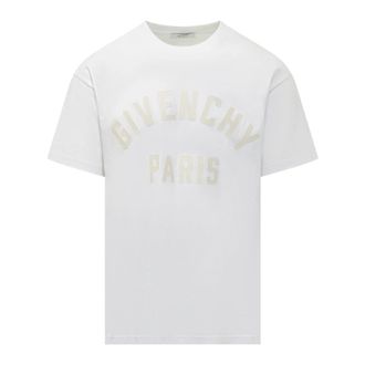 Givenchy Baumwoll-T-Shirt mit Grosgrain-Patch - - Tops - Herren - Wei&szlig; - L