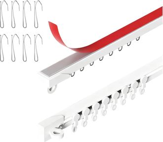 Generic Selbstklebende Vorhangschiene f&uuml;r Decken- und Wandmontage, 40-600 cm Gardinenschiene ohne Bohren, mit leisen Rollen, Geeignet f&uuml;r Duschvorh&auml;nge, Raumt