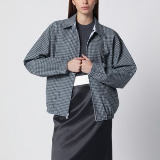 Prada Wendbare hellblaue Jacke mit Karomuster