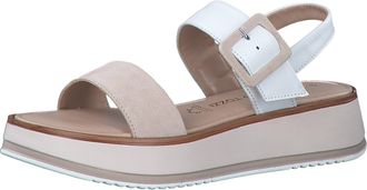 Marco Tozzi Damen Sandalen mit Absatz aus Leder Bequem, Mehrfarbig (White Rose), 40 EU