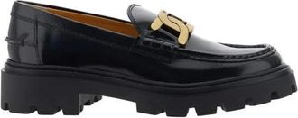 Tod's Femme, Chaussures, Noir, Taille: 36 EU Mocassins en cuir &eacute;l&eacute;gants avec talon bloc