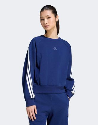 adidas Adidas Kit 3-Streifen-Sweatshirt in Dunkelblau / Wollwei&szlig;