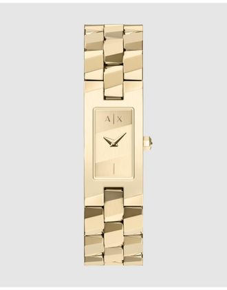 A|X Armani Exchange montre en acier inoxydable dor&eacute; &agrave; deux aiguilles