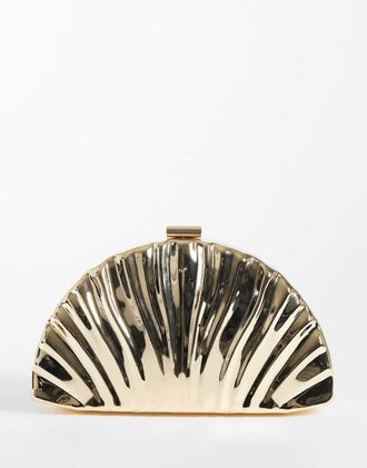 True Decadence Texturierte harte Clutch in Goldoptik