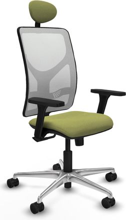 Piqueras y Crespo Gr&uuml;ner Schreibtischstuhl mit 3D-Armen, h&ouml;henverstellbarer Lendenwirbelst&uuml;tze und festem Kopfteil, ausgestattet mit 3 Positionen und Schneideschaum, We