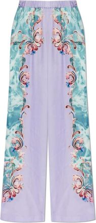 Versace Jeans Couture Femme, Pantalons, Violet, Taille: 36 FR Pantalon en twill imprim&eacute; de viscose