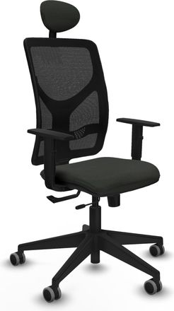 Piqueras y Crespo Gepolsterter Stuhl, schwarz, mit 1D-Armlehnen, h&ouml;henverstellbare Lendenwirbelst&uuml;tze und festes Kopfteil, ausgestattet mit Syncro/Traslack und Schneide