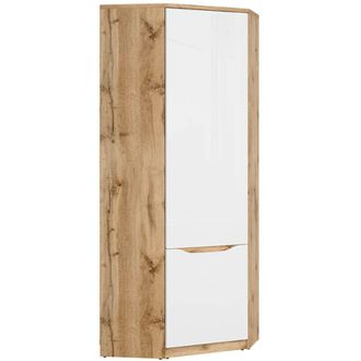 PEGANE Armoire Placard dangle 1 porte coloris Ch&ecirc;ne wotan/Blanc brillant - Longueur 78 x Profondeur 78 x Hauteur 198cm