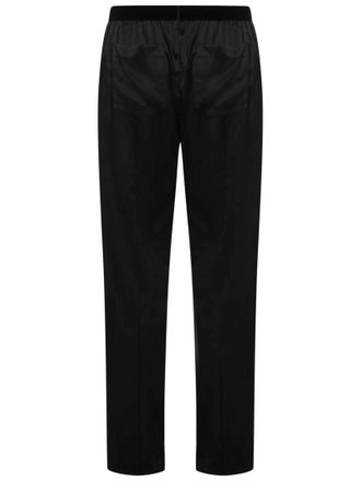 Tom Ford Mens Silk-Blend Trousers With Velvet Waistband Black