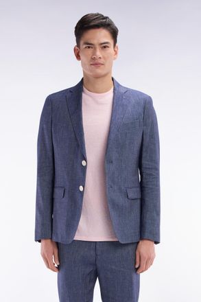 Eden Park Veste De Costume En Lin Et Coton Stretch Marine
