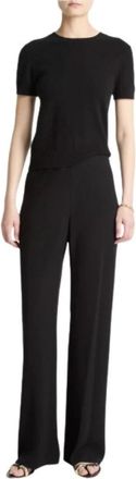 Vince Femme, Pantalons, Noir, Taille: 38 FR Pantalon Crois&eacute; en Cr&ecirc;pe Taille Haute