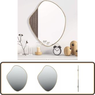 vidaXL Wandspiegel Golden 60x50 cm - Wandspiegel - Goldener Spiegel - Badezimmerspiegel - Wohnzimmerspiegel - Schlafzimmerspiegel