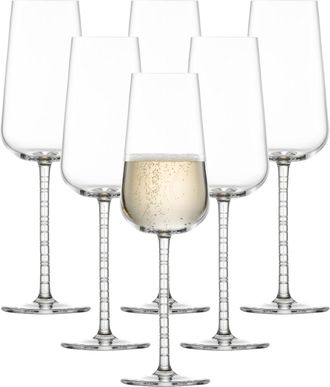 Zwiesel Glas Champagnerglas Journey (6-er Set), Elegante Champagnerflöten mit feinen Rillen im Stiel, spülmaschinenfeste Tritan-Kristallgläser, Made in Germany