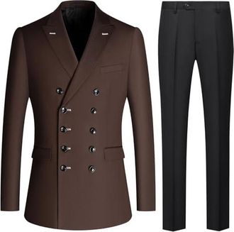 Generic Costume Deux pi&egrave;ces Homme Coupe Slim crois&eacute;, Smoking, Ensemble Smoking Formel et d&eacute;contract&eacute;, id&eacute;al pour Mariage, Bal de Promo, Veste et Pantalon Marr