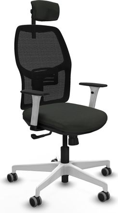 Piqueras y Crespo Alfera Schreibtischstuhl mit Armlehnen, h&ouml;henverstellbare Lendenwirbelst&uuml;tze und h&ouml;henverstellbares Kopfteil, Schwarz / Schwarz