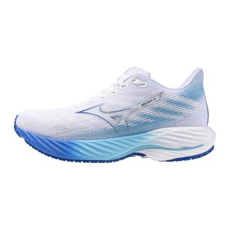 Mizuno Wave Rider 28 Damen-Laufschuh, Wei&szlig;-Mugen-Blau, 8 Wide
