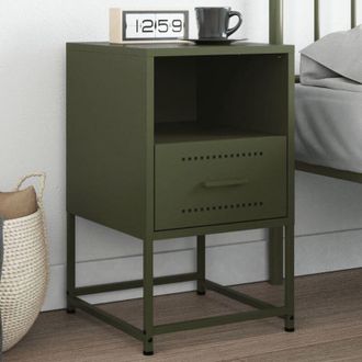 vidaXL vidaXL Table de chevet vert olive 36x39x60,5 cm acier