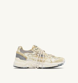 Autry BASKETS HYPERWAY SUPER VINTAGE EN DAIM JAUNE ET ARGENT
