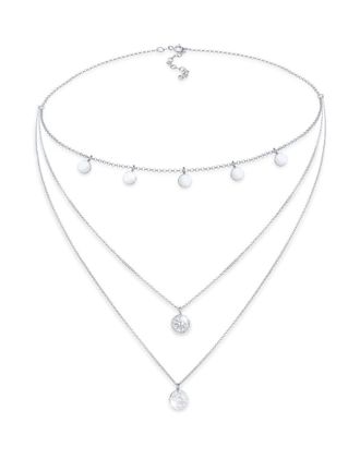 Elli Mehrreihige Halskette aus 925er Sterlingsilber mit rundem Münzanhänger