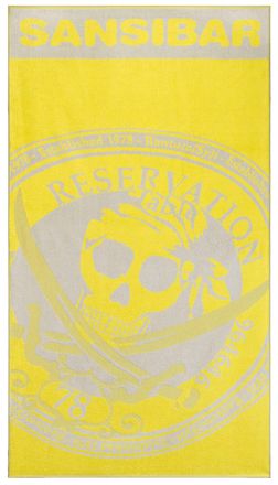 Sansibar Badetuch Reservation 100x180 cm - Strandtuch, Saunatuch aus 100 % Baumwolle - weiches Frottee mit Totenkopf-Motiv - Oeko-TEX Zertifiziert - Sylt Desig