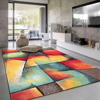 Paco Home Tapis De Salon Poils Ras Moderne Motif Geometrique 3D, Dimension:120x170 cm, Couleur:Multicolore 6