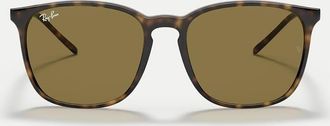 Ray-Ban RB4387 lunettes de soleil carr&eacute;es avec verres marron en havane clair