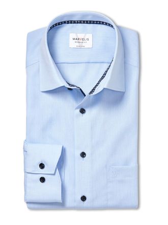 Marvelis Herren Businesshemd Langarm Non-Iron Modern Fit,Chambray,New Kent,bleu 11,39