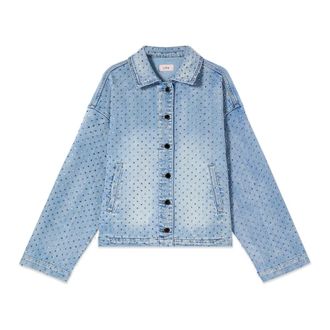 Oltre Jeansjacke mit Kristallen - - Jackets - Damen - Blau - L
