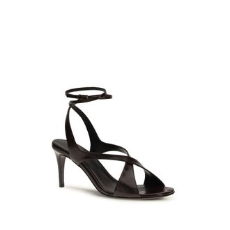 Khaite Womens Black Calf Leather Bos Taurus Strap-On Sandals
