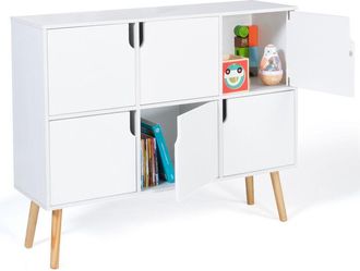 IDMarket Idmarket - Meuble de rangement cube enfant emmie avec 6 cases en bois blanc