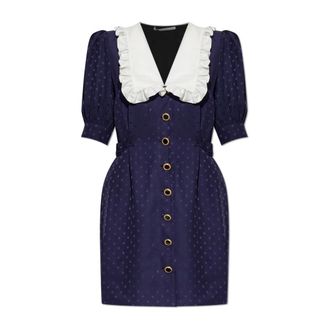 Alessandra Rich Star Jacquard Ruffled-collar Mini Dress - - Dresses - Damen - Blau - S