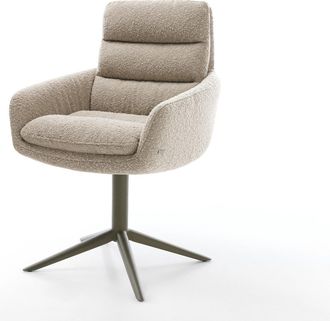 DELIFE Drehstuhl Abelia-Flex mit Armlehnen Boucl&eacute; Schlamm Fu&szlig;kreuz Effektfinish Titan 360&deg; drehbar Wippfunktion, Esszimmerst&uuml;hle
