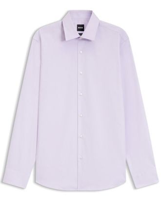 HUGO BOSS Elastisches Baumwollhemd mit Kentkragen, Extralang, Regular Fit in