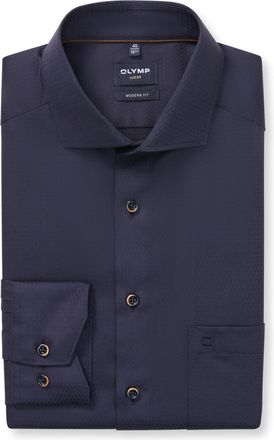 Olymp Herren Oberhemd Langarm Luxor,Jacquard,465 Modern Fit 20,16 Royal Kent,Nachtblau 14,46